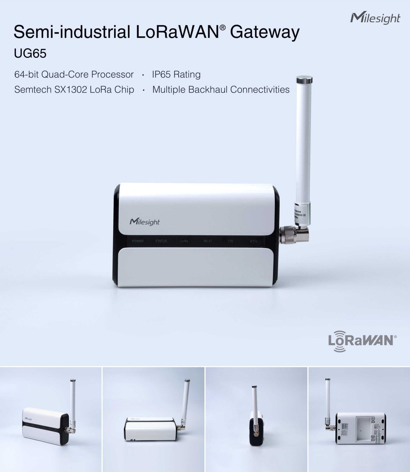 Milesight UG65 LoRaWAN Gateway | 8-Channel, IP65, Cellular – MCCI